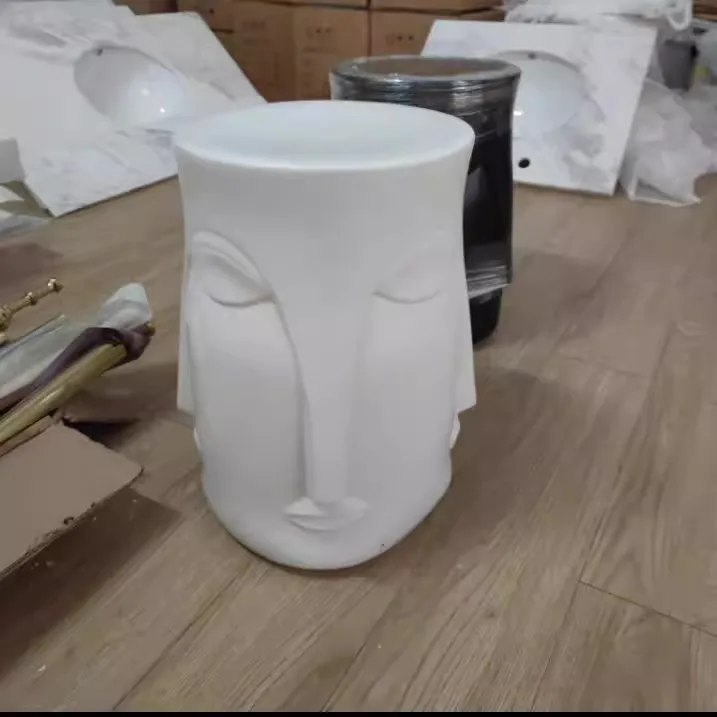 Ceramic Human Face Stool - Modern Outdoor Decorative Piece