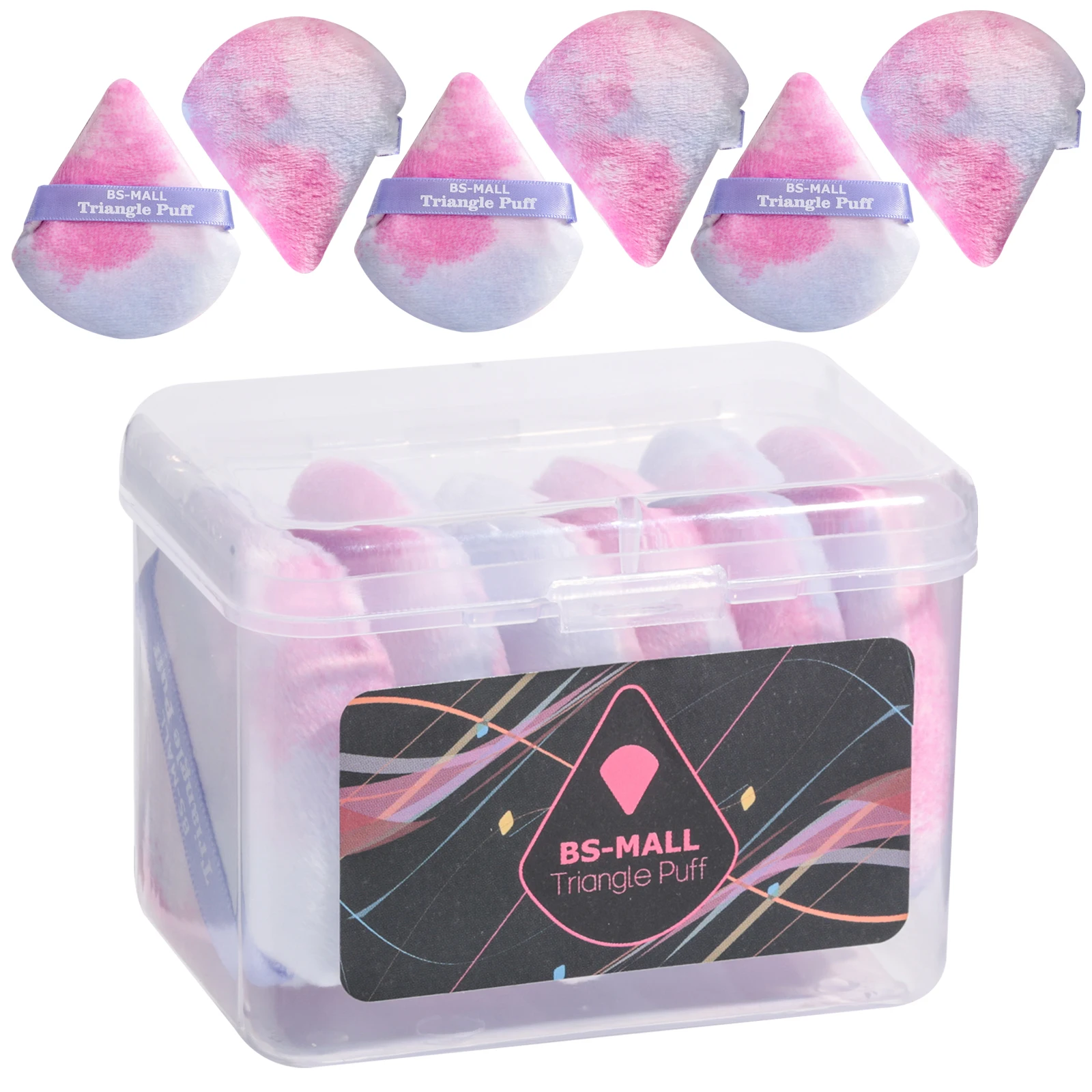 Bs-mall 6pcs Velvet Triangle Powder Puff Fancy Color Extra Thick Soft ...
