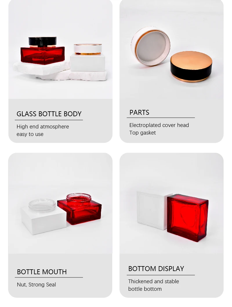 Luxury Empty Square Frosted 30g 50g Glass Cosmetic Cream Jars Custom ...