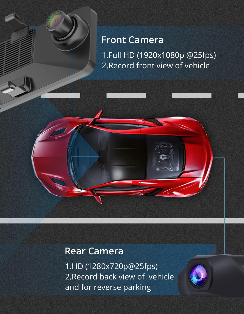 Car DVR 4G Android ADAS Dual Cams GPS Navigation Video Recorder