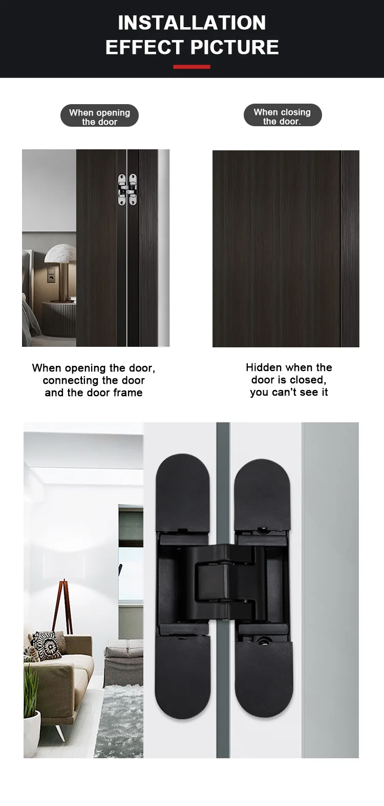 Matt Black 3D Adjustable Self Closing Hydraulic Door Hinge