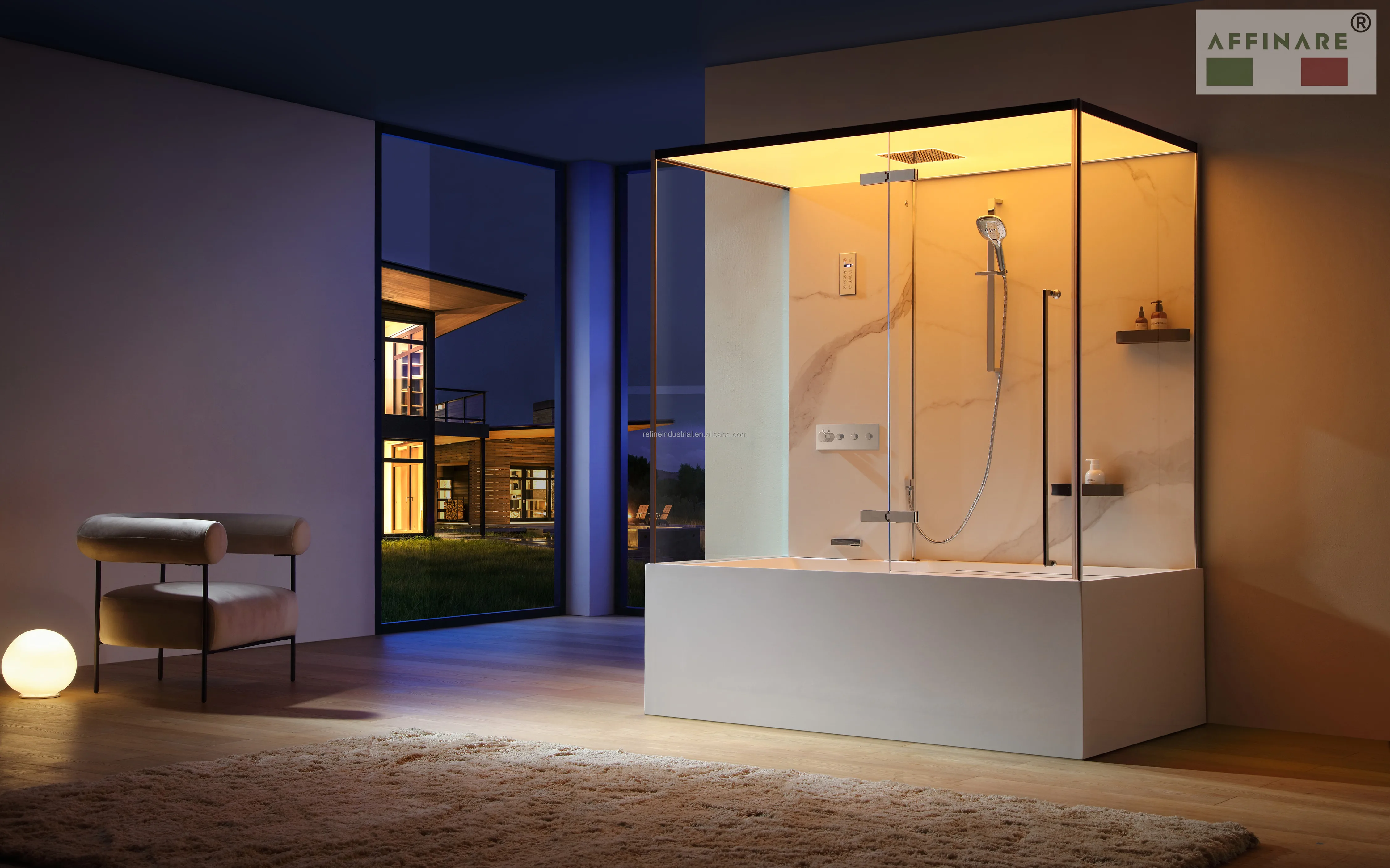 1.8M Hotel Italian Design Bathroom - Hydro Massage Steam Shower Room Cabin