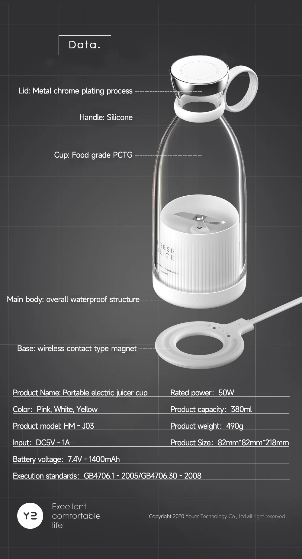 Personal Smart Mini Juicer Bottles Extracteur De Jus De Fruit Espresso ...