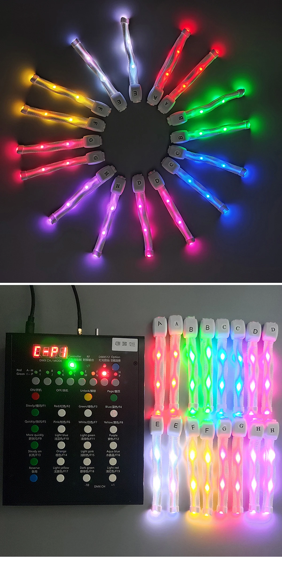 Remote Controlled Light Up Nylon Webbing Wristband Programmed Radio ...