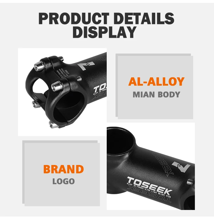 TOSEEK ST002 -7 Stem Negative Handlebar 31.8mm Black Aluminum Alloy ...