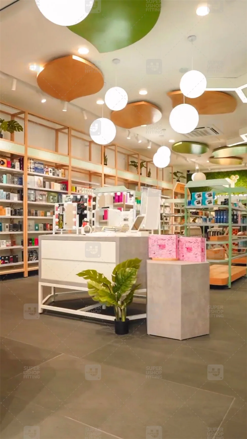 Modern Custom Wooden Medical Gondola Shelving Display Rack Pharmacy ...