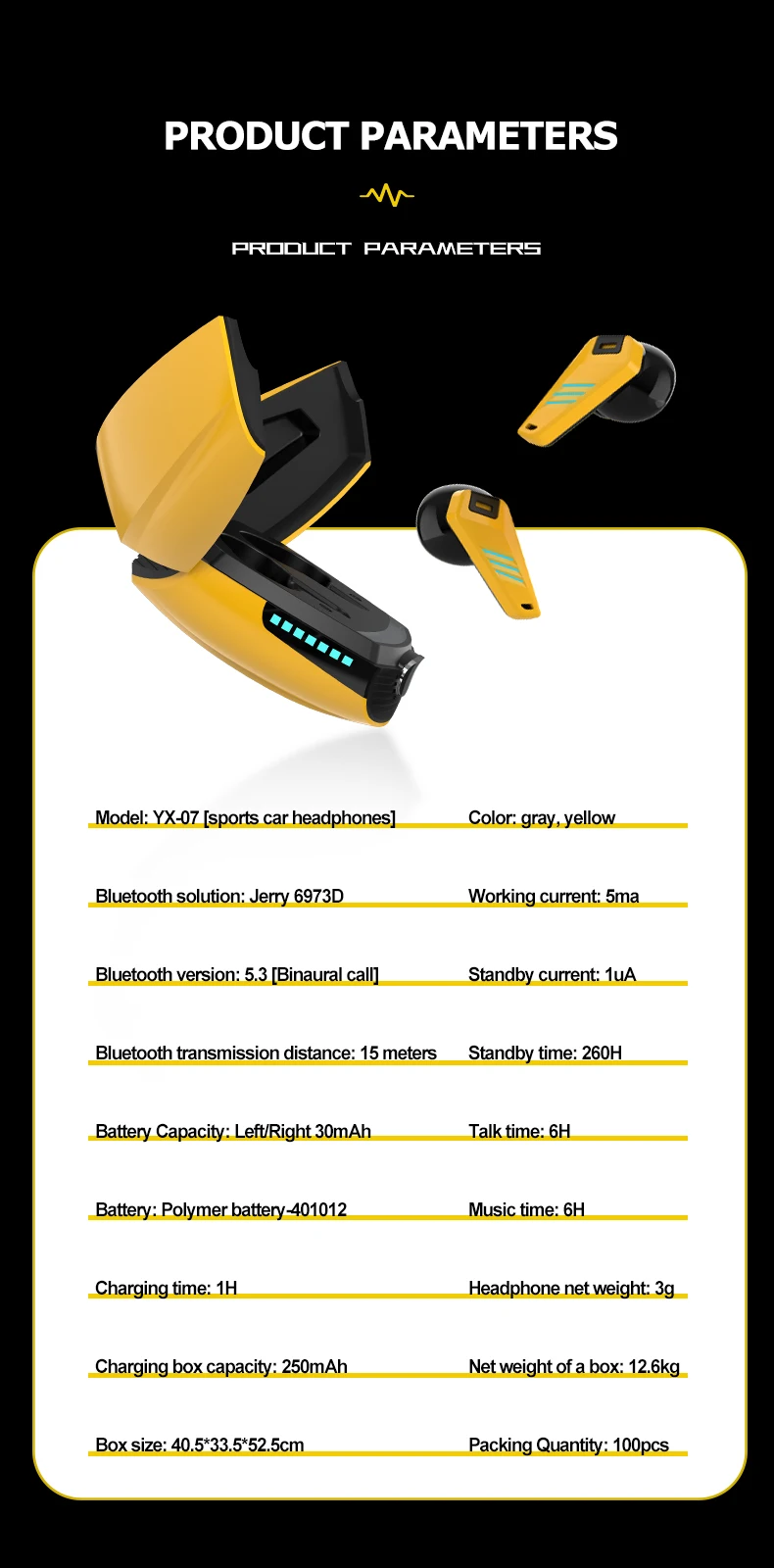 E-Sports Car-Shaped TWS In-Ear Headphones with Long-Life & Comfortable ...