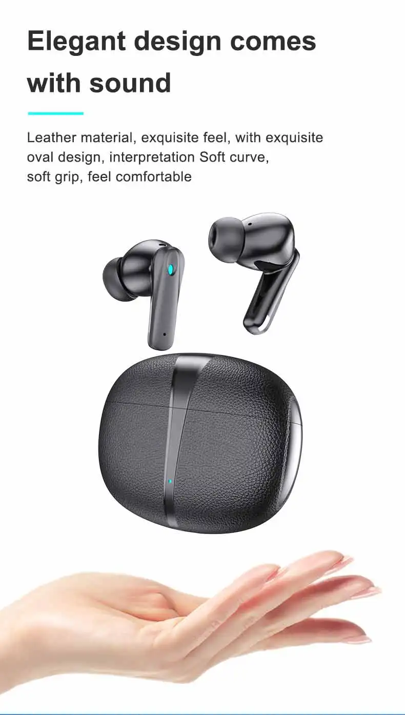 Leather Tws Wireless Earphone Enc Bluetooth Call Earbuds Anc Active ...