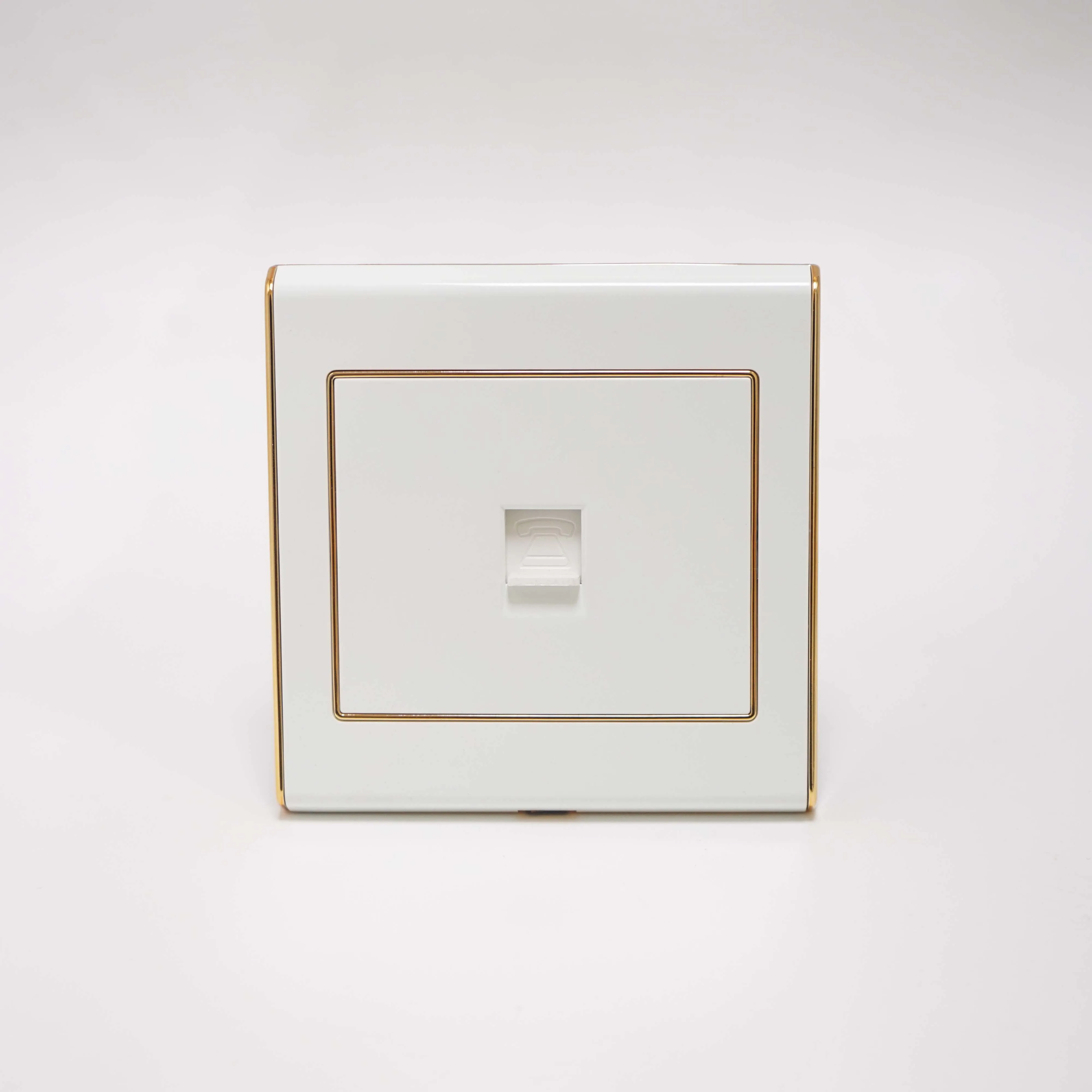 F70 Range 1 Gang Telephone Socket White Color Golden Electroplated Ring ...