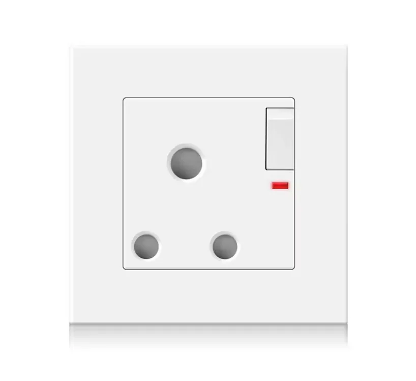 Pc Panel British Standard 15a Three Round Hole Wall Socket With One-way ...