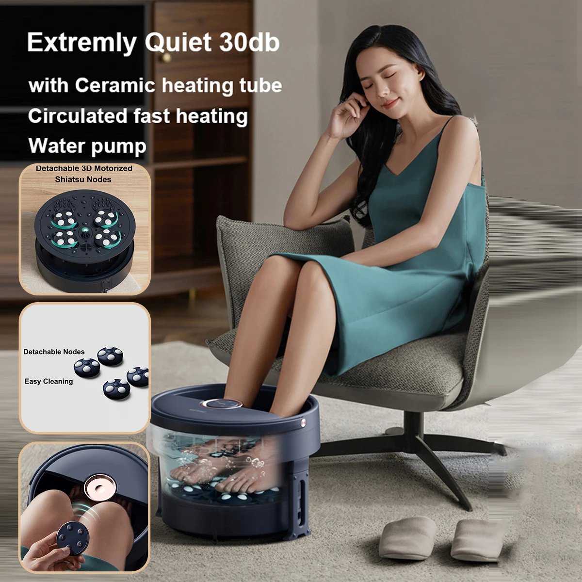 Electric Portable Pedicure Spa Foot Massager - 800W Power