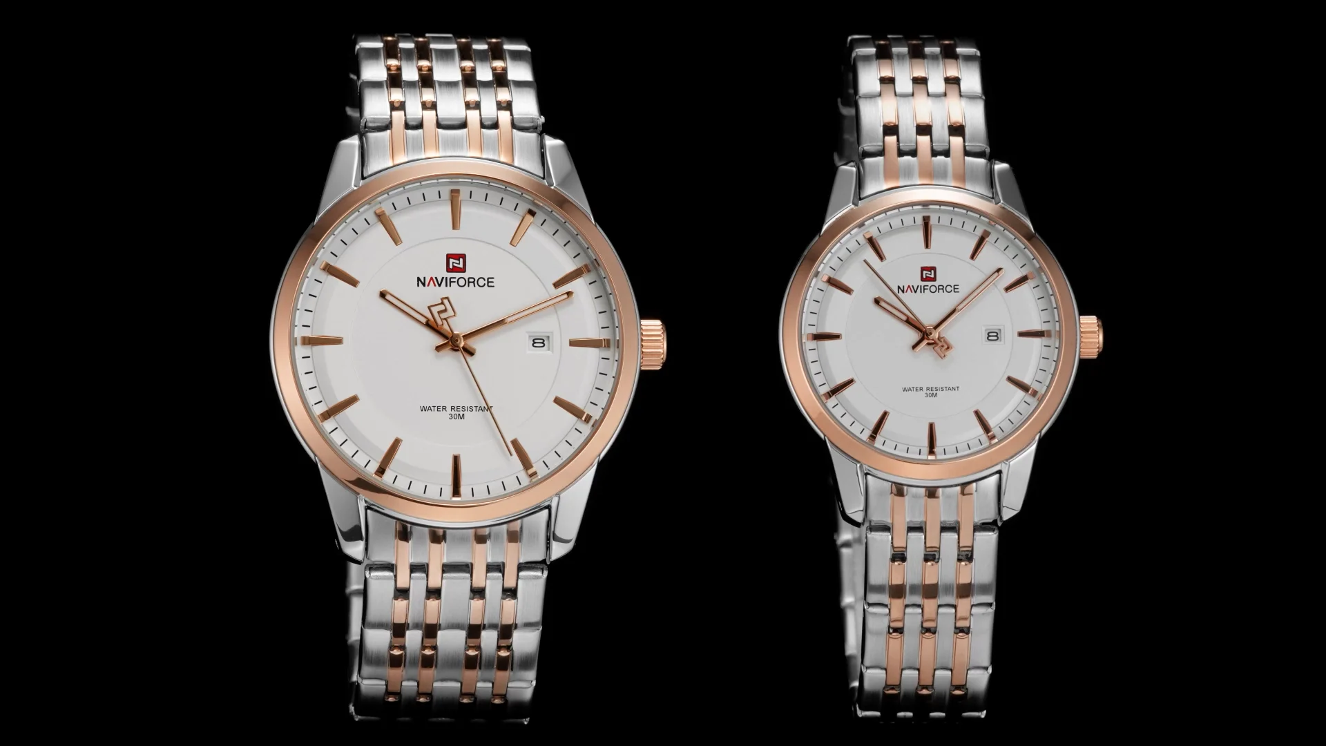 Naviforce 9228 Srgw Brand Watch For Couple Fashion Rose Gold Stainless ...