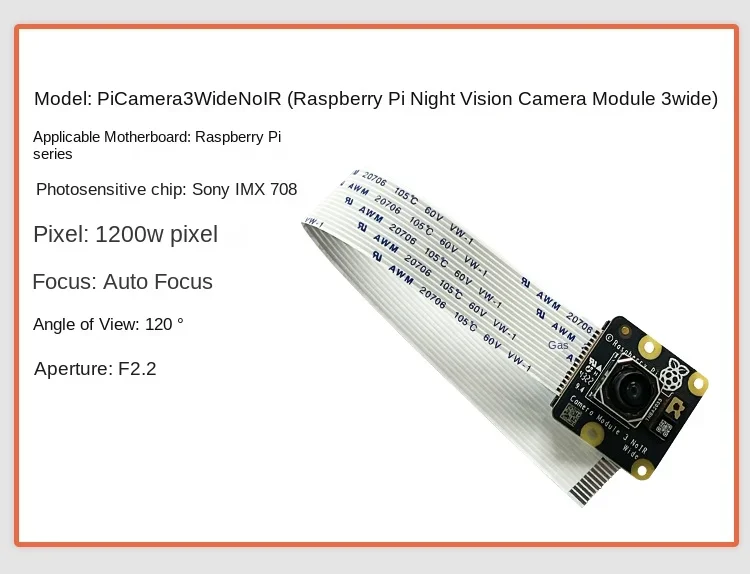 Custom Raspberry Pi Original Camera Module V2 3 Wide NoIR HQ M12 Lens ...