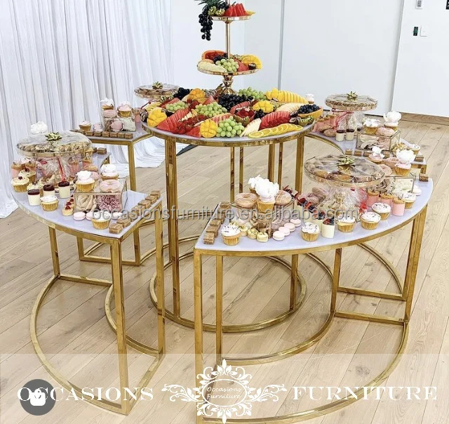 White Stainless Steel Wedding Buffet Table by Occasions Furniture