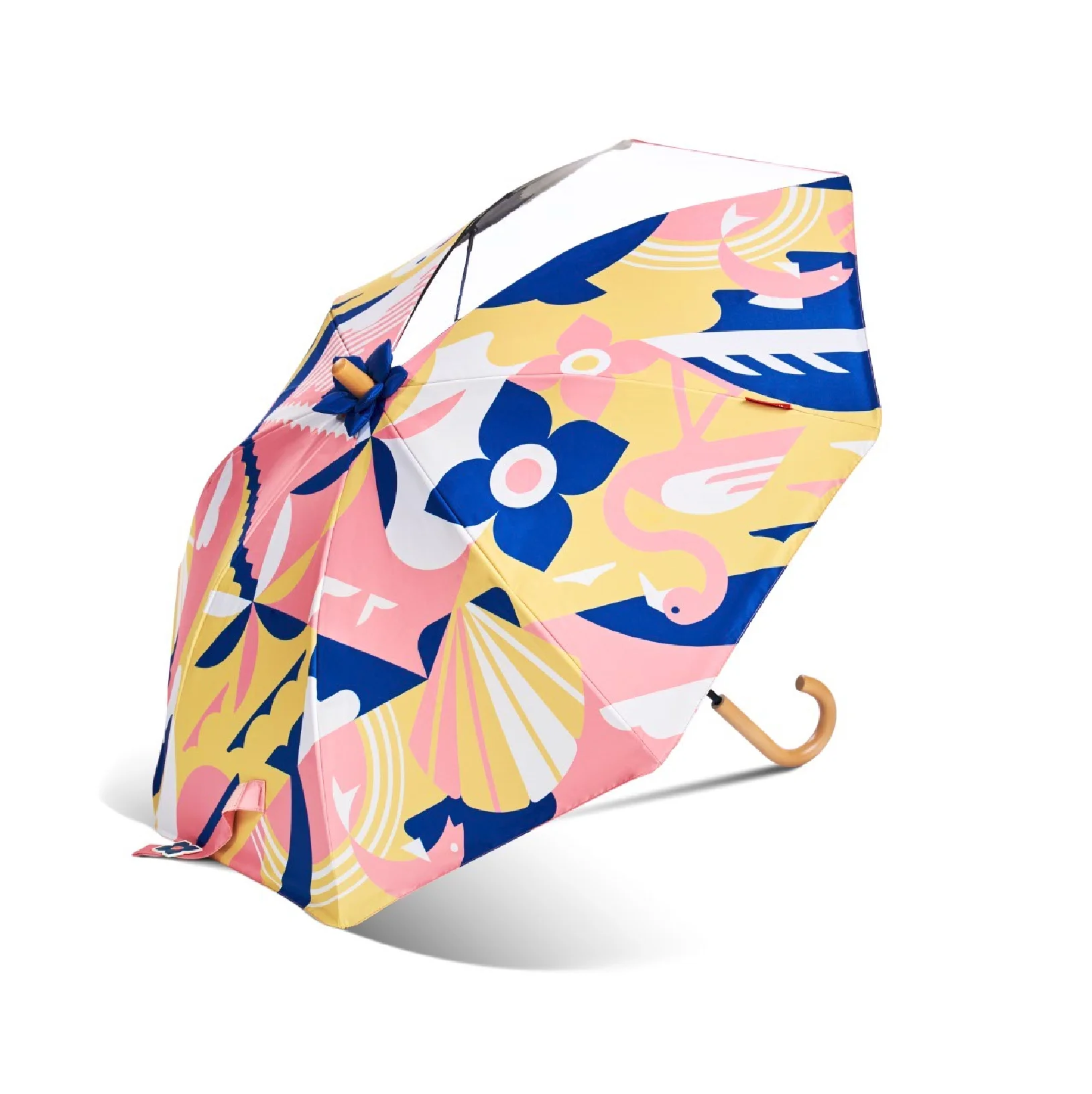 Cute Animal Print Original Little Girl Curved Wooden Handle Umbrella ...