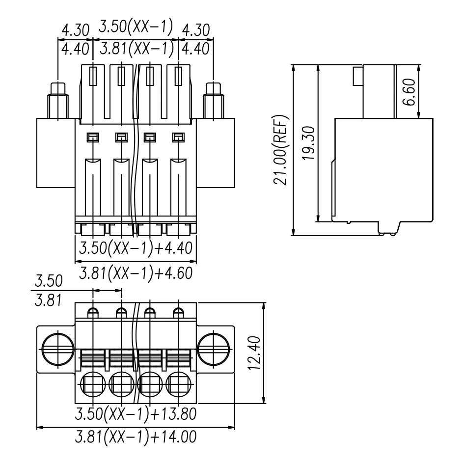 Manufacturer's 3.81mm Plug-in Terminal Block with Flange Fixing Frame ...