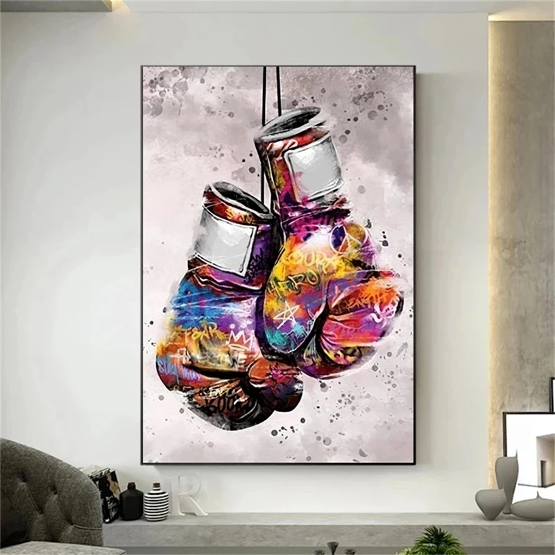 Modern Motivational Boxing Gloves Art Canvas Painting Wall Art Posters ...