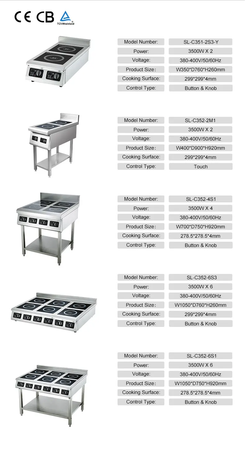201 Stainless Steel 4 Burner Induction Cooker - 3500W