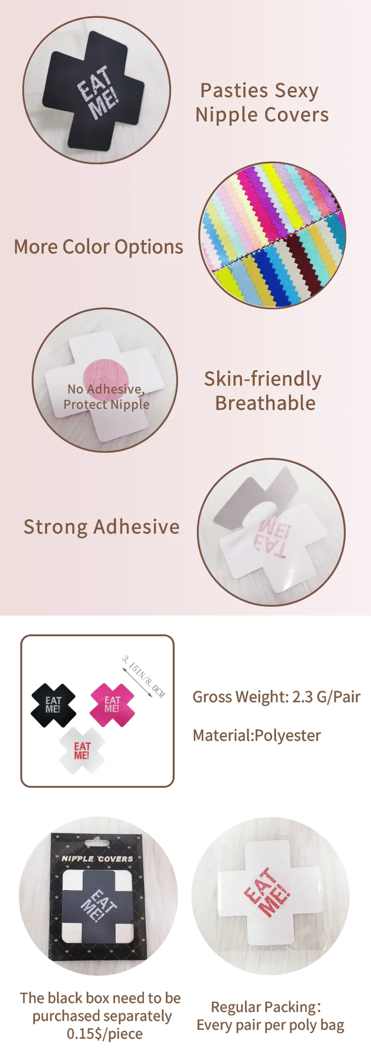 Hot Sale Cross Sexy Sticker Breast Disposable Glow in the Dark FM ...