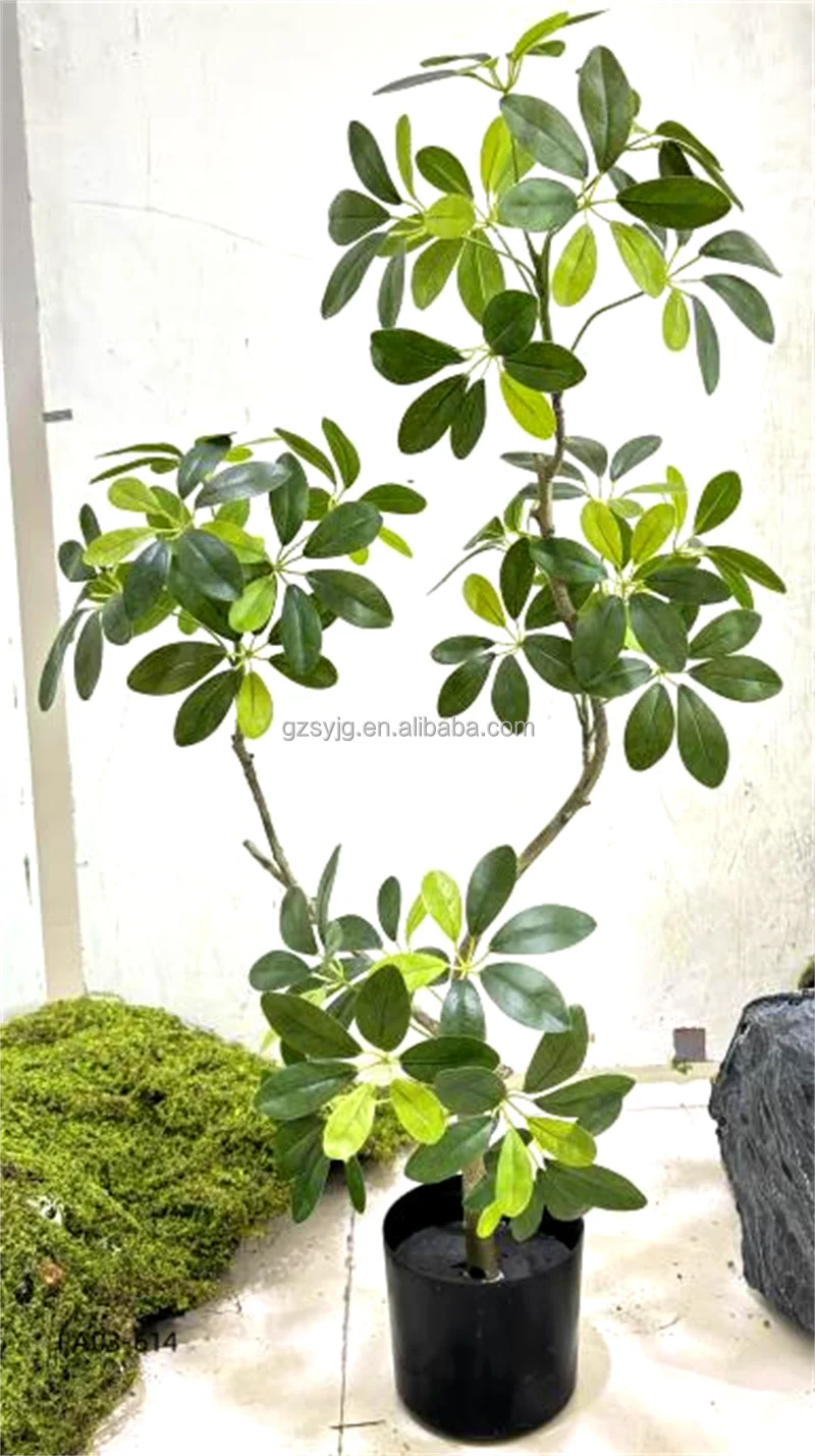 Artificial Duck Foot Wood UV-Resistant Artificial Green Plant Potted ...