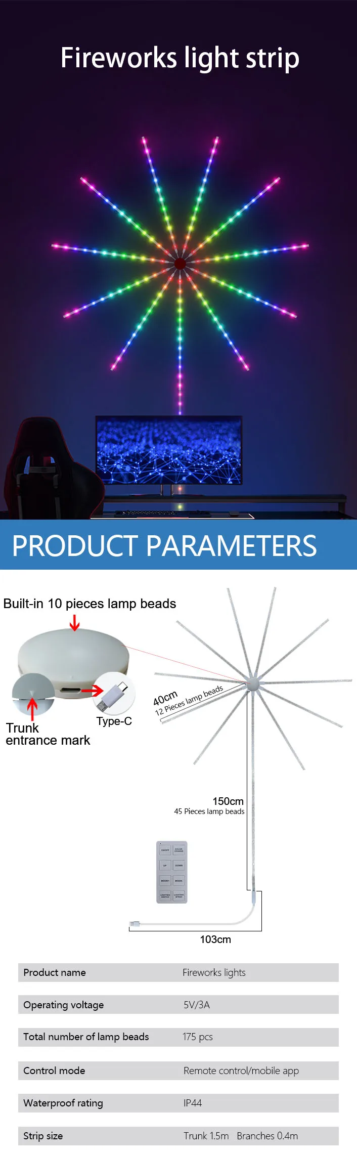 App Control Rgb Smart Firework Led Strip Lights Music Sound Sync Led ...