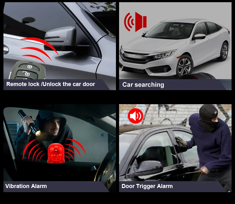 Smart Car Alarm System Bt App Remote Control Keyless Entry Anti ...