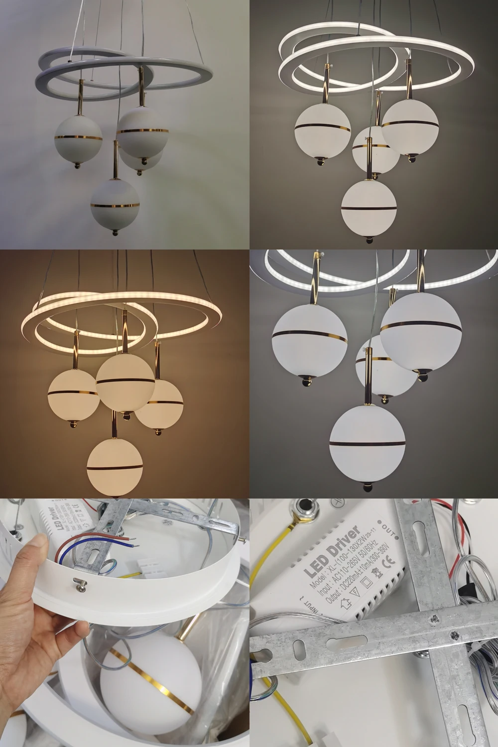 3 Color Changing LED Round Ceiling Light Modern Simple Style Black 50W ...