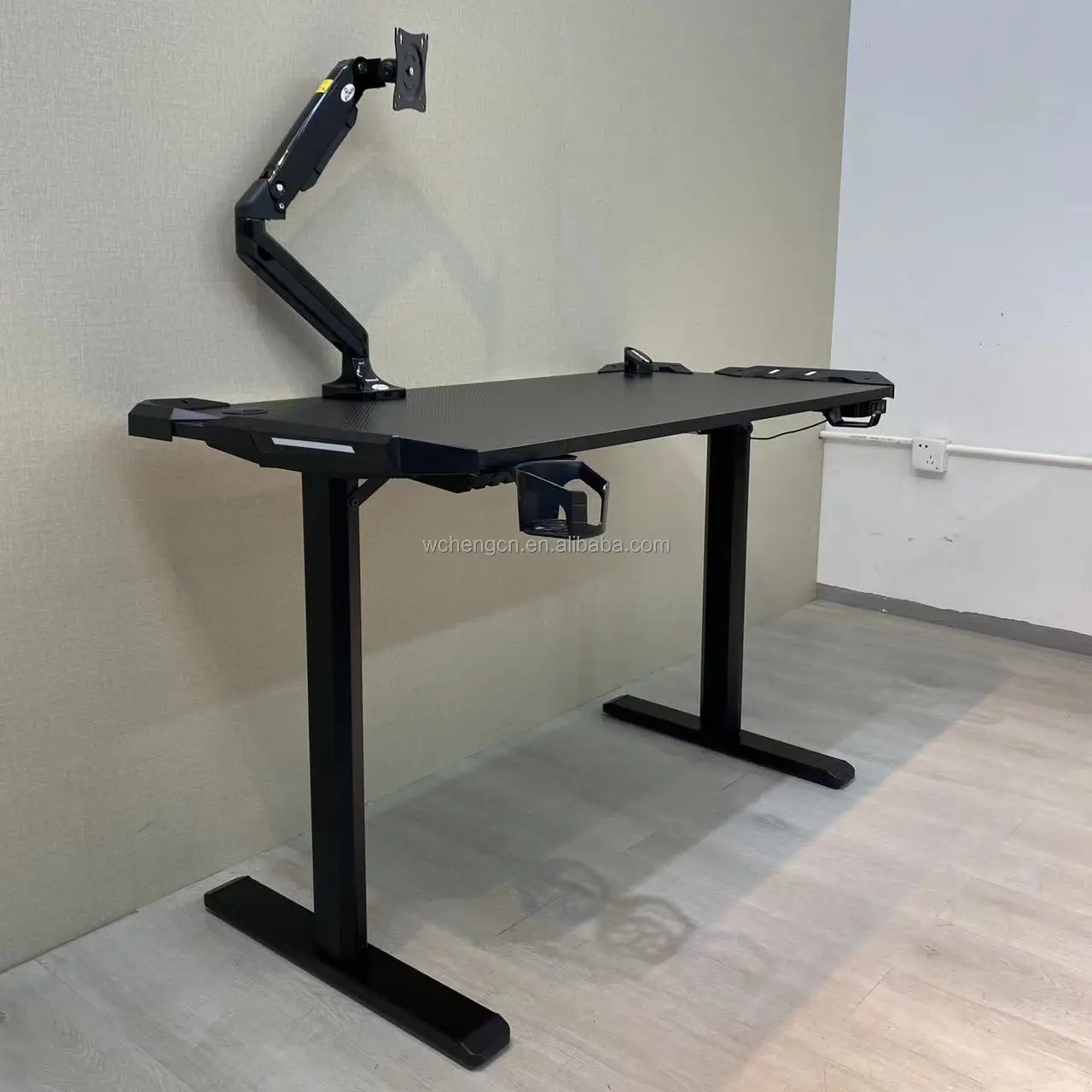 Modern Black Melamine Gaming Desk Standing Adjustable Desk With Table ...