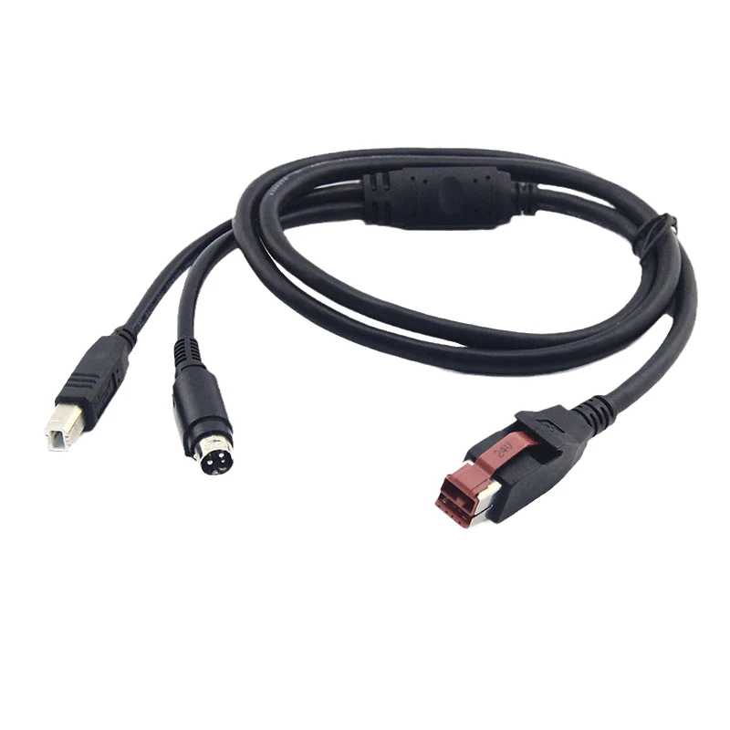 24V Powered USB to Hosiden + USB B Cable for Epson Printers