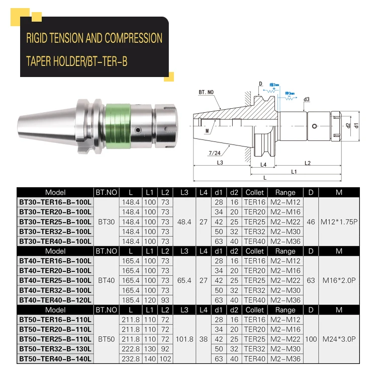 Bt-ter-b Rigid Tension And Compression Taper Holder For Cnc Machine ...