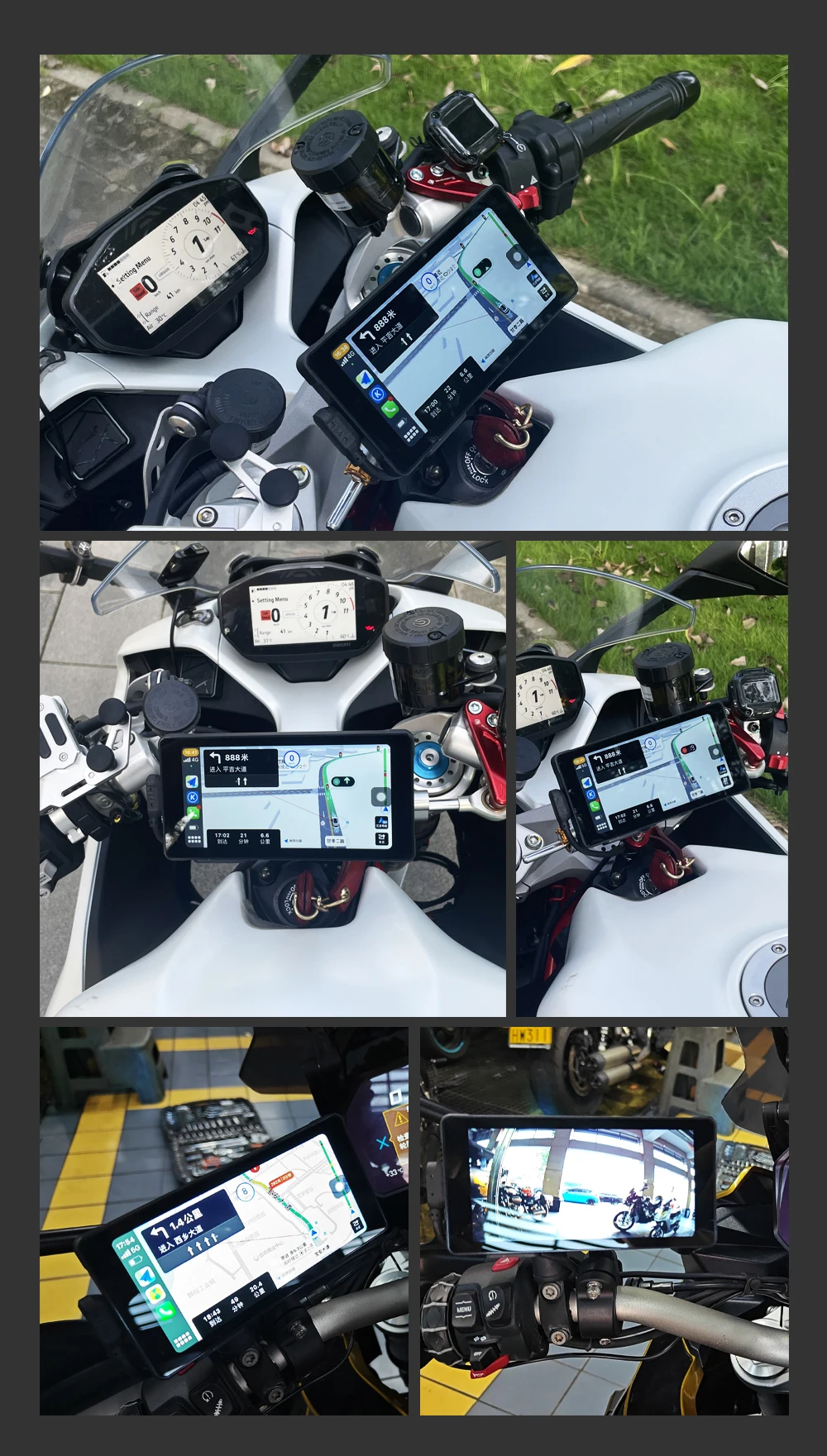 Motorcycle Gps with Carplay Display Wireless CarPlay Monitor Android ...