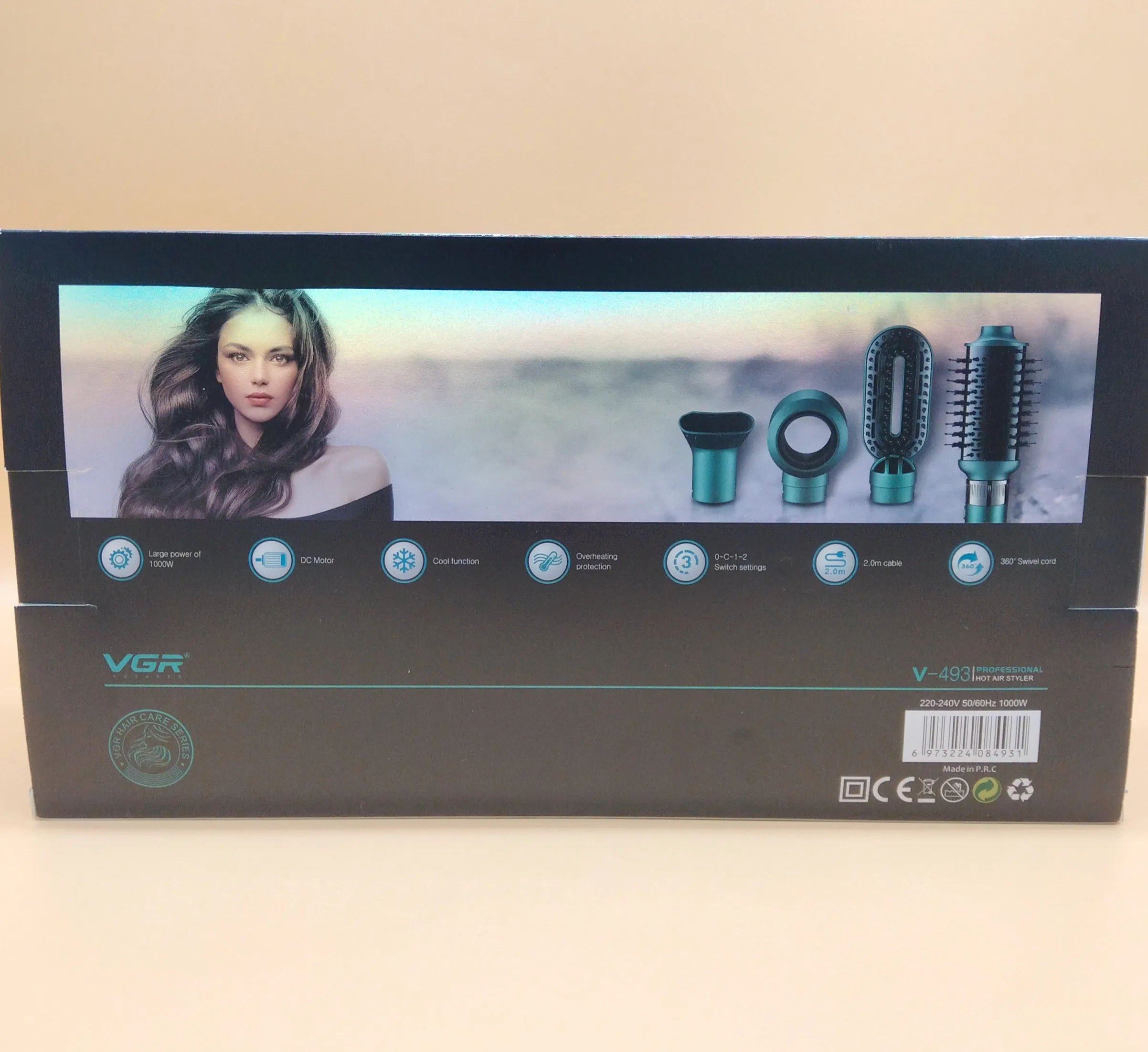 VGR V-493 Professional Hair Styler - 4-in-1 Power Cord Hot Air Brush Comb