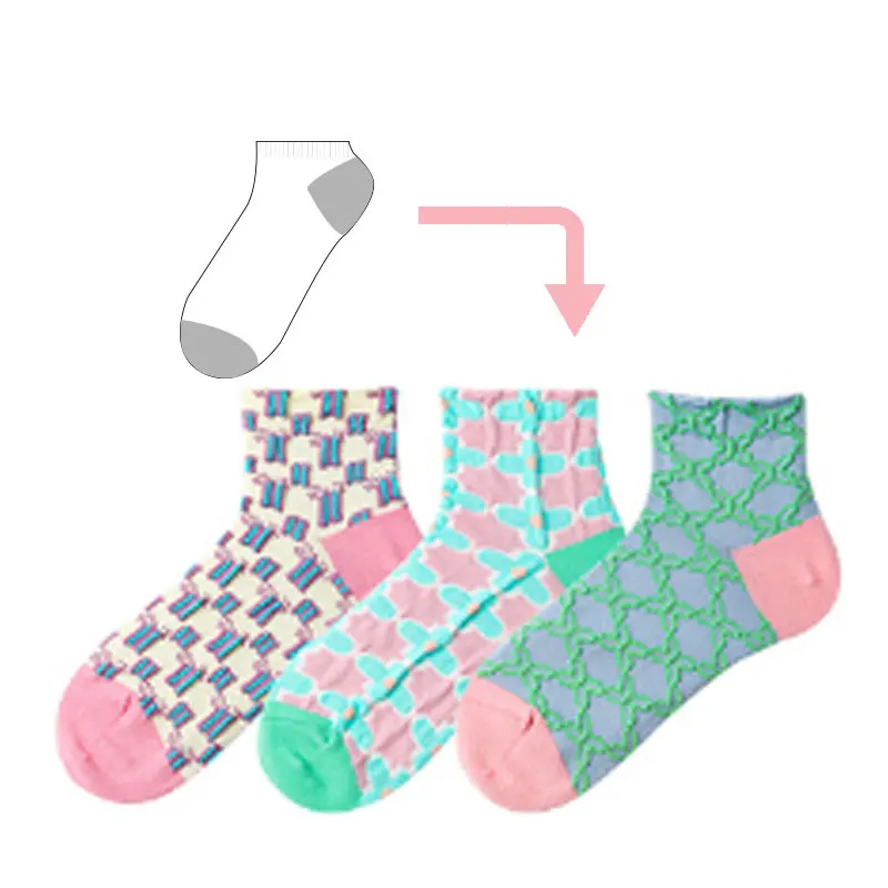 Fashion Spring Summer Floral Sock Cute Custom Design Ankle Socks Women ...