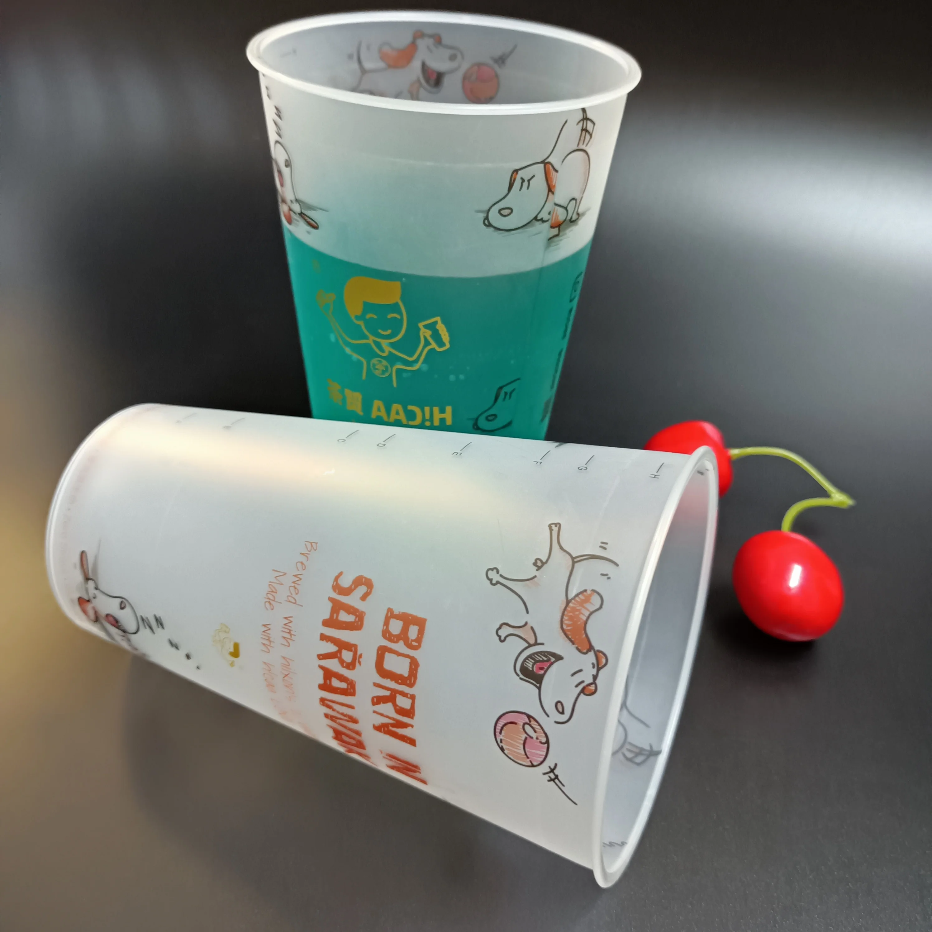 Sp1608 Promotional In Mold Label Printing Pp Cup 10oz/12oz/16oz Plastic Iml Custom Bubble Tea ...