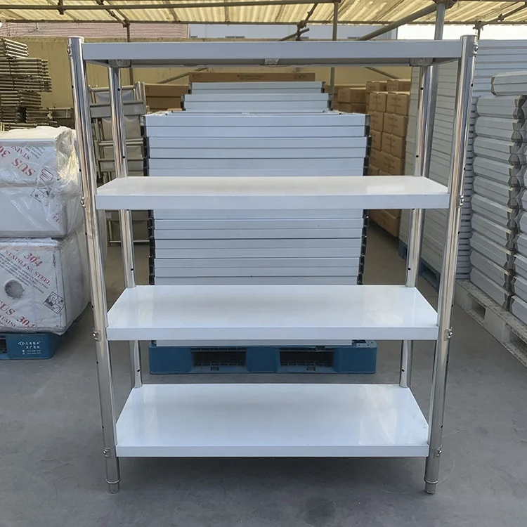 Five-Shelf Stainless Steel Kitchen Storage Rack Round Tube Legs for ...