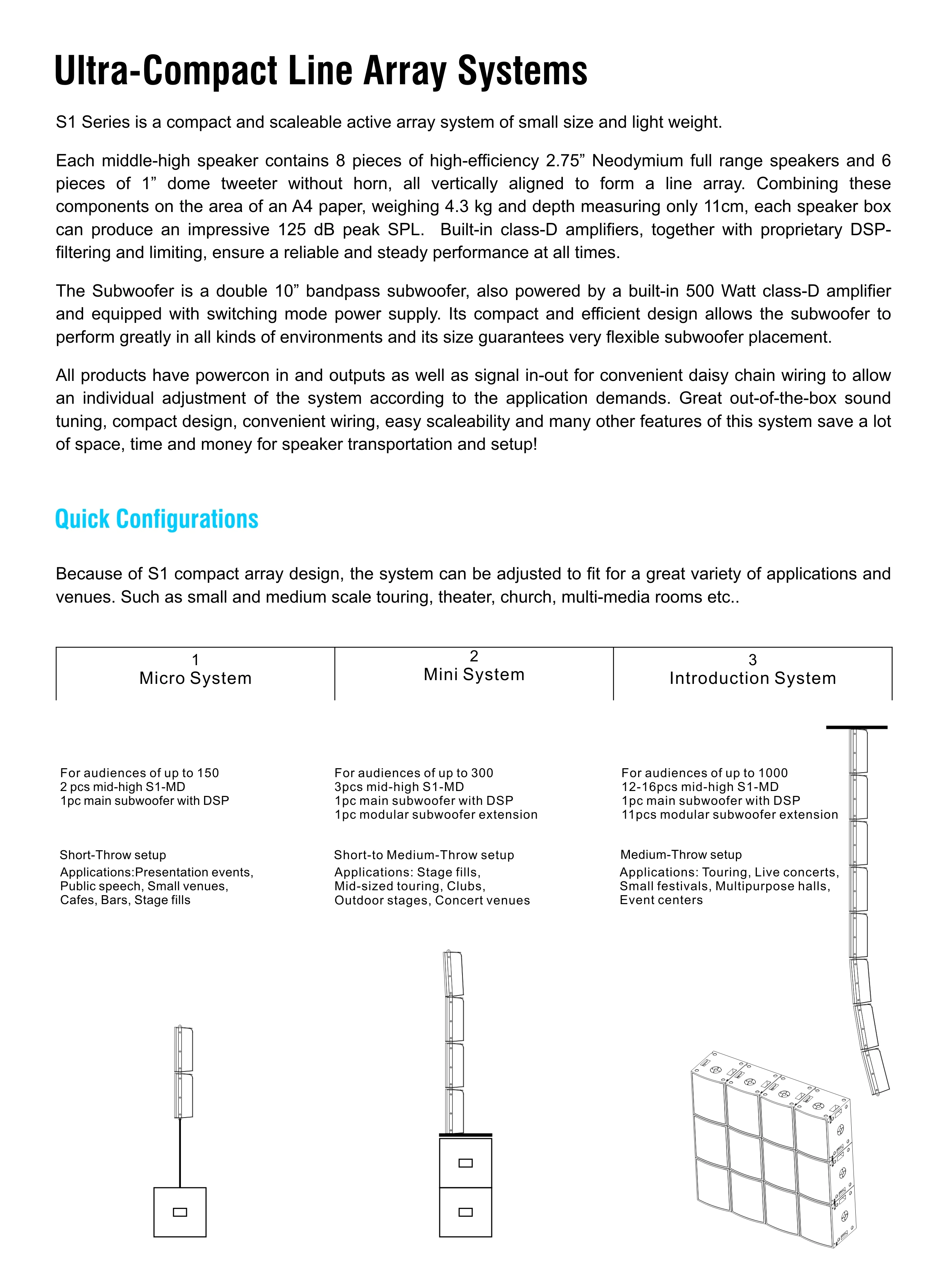 Ultra-compact Line Array System - Mini Active Speakers