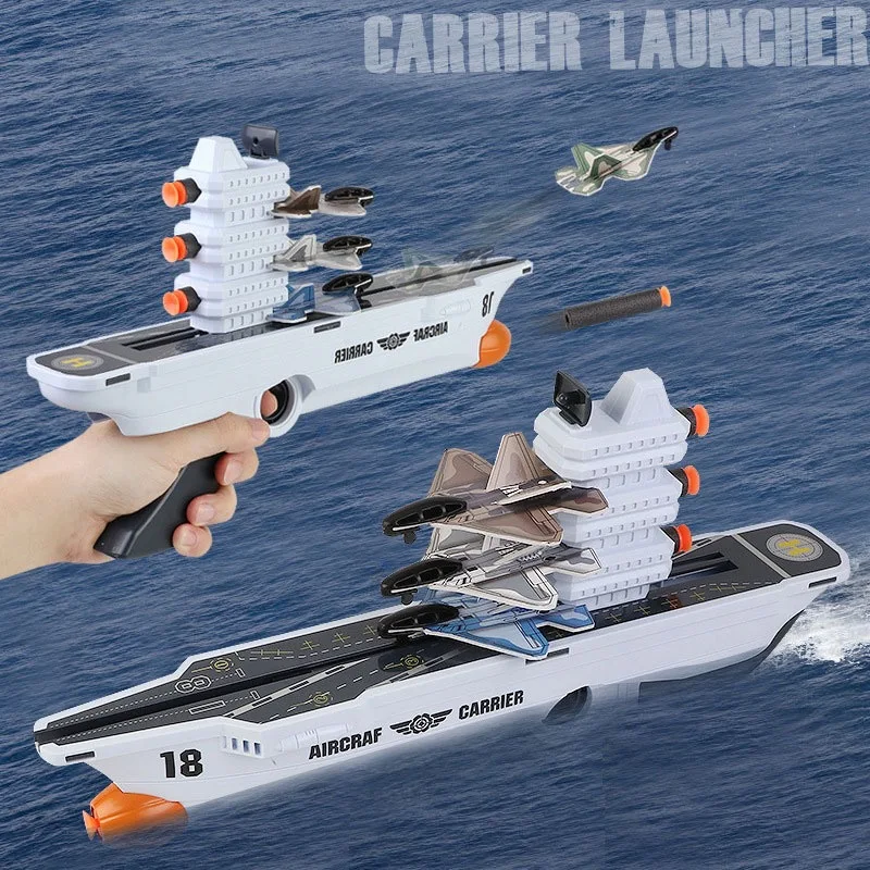 2 In 1 Aircraft Carrier Shape Ejector Plane Soft Bullet Gun Toys ...