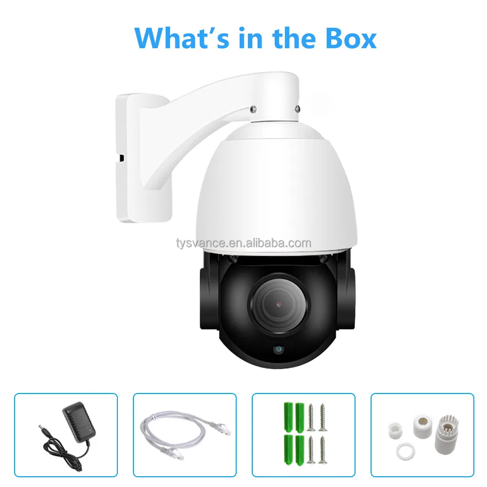 Outdoor HD 4K 5MP IP POE PTZ Dome Camera with 8MP 30x Zoom