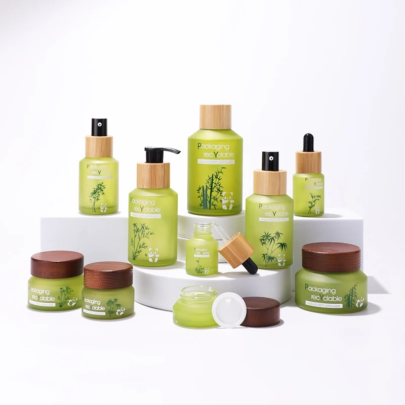 Sustainable Eco Friendly Slanted Shoulder Green Frosted Essential Oil ...