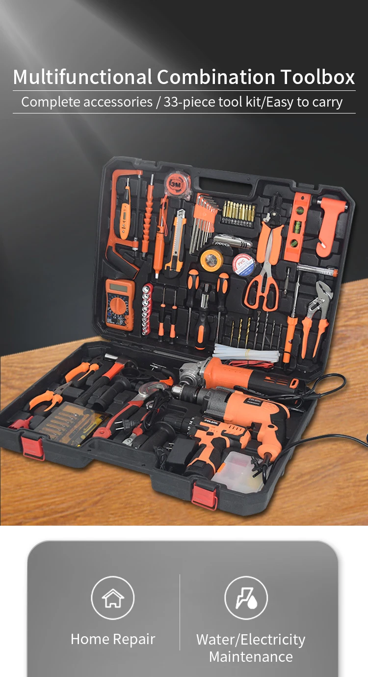 All-purpose Tool Box for Home Use with 33 Commonly Used Tools Complete ...