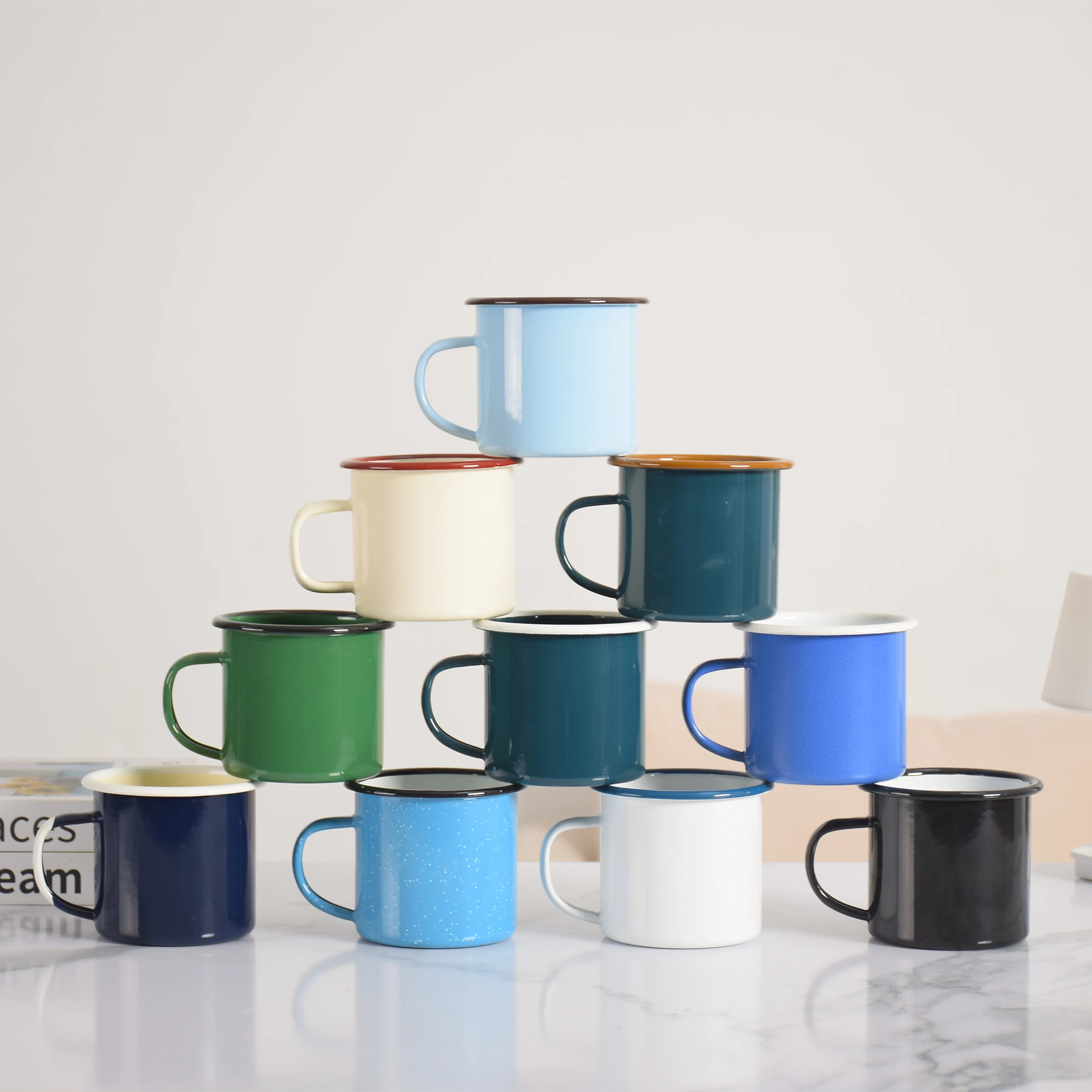 12OZ Classic Classic Enamel Ceramic Cups for Home Office Party or ...