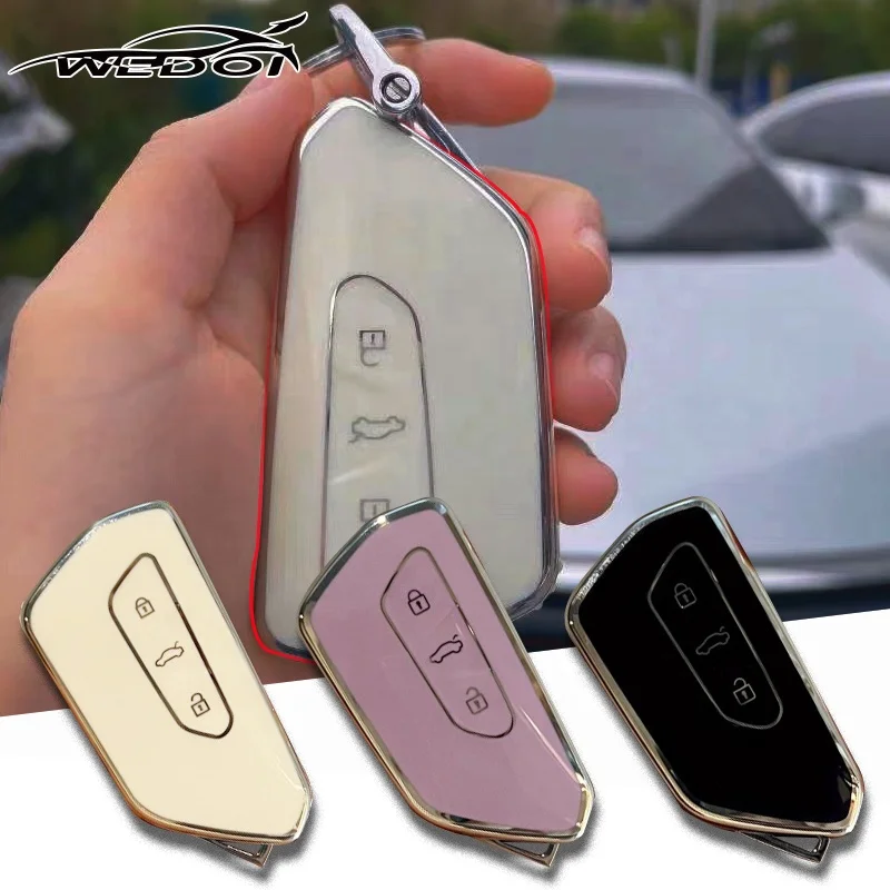 Hot Soft Tpu Key Fob Cover For Vw Id.4 Id.6 Button Smart Key Cover Car ...