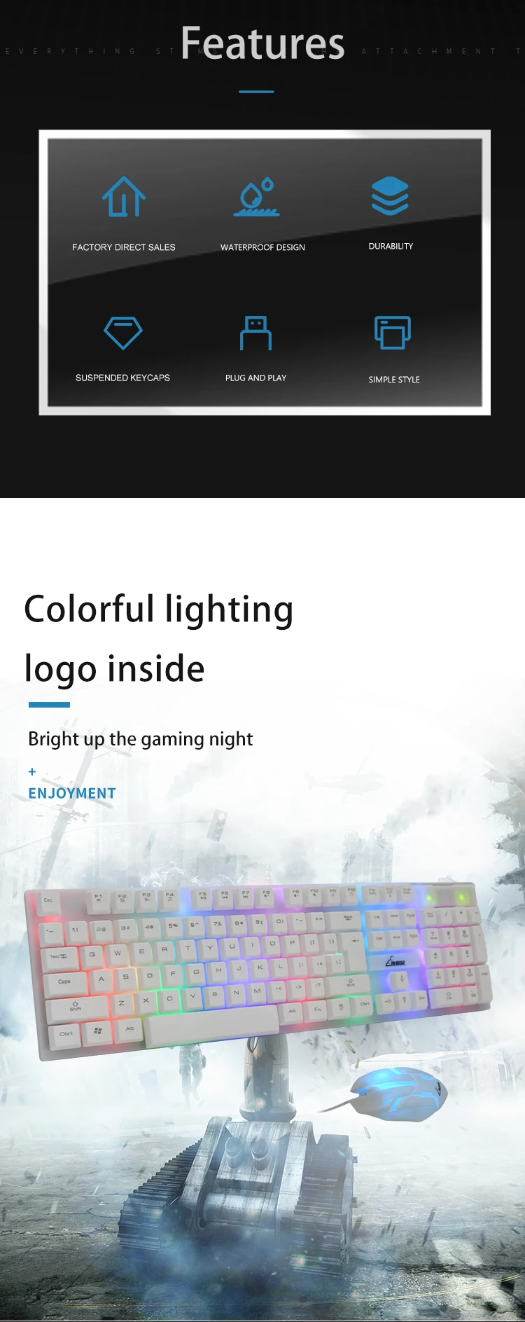 JINMS KM006 Wired Keyboard and Mouse Set RGB Gaming Keyboard and Mouse ...