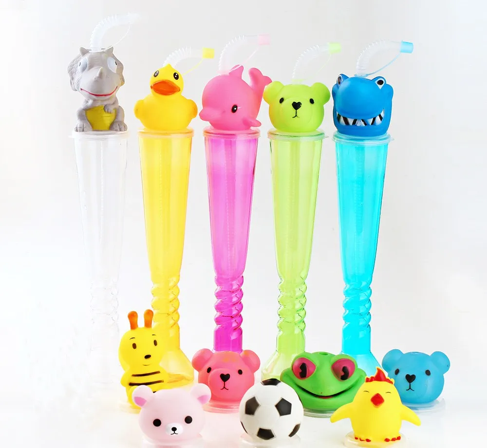 Luminous Plastic Cup Juice Drink Milk Tea Coffee Cold Drink Straw ...