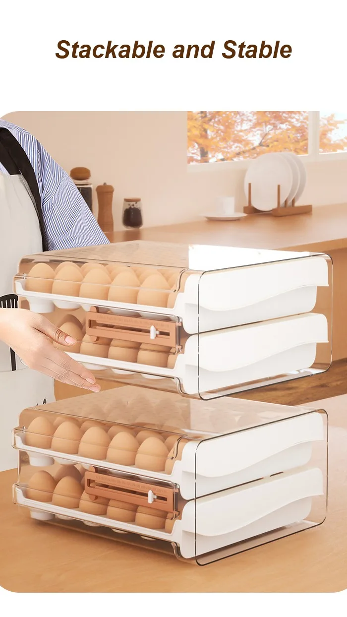 Upgrade 32 Grid Egg Storage Box Double-layer Drawer Type Egg Box For ...