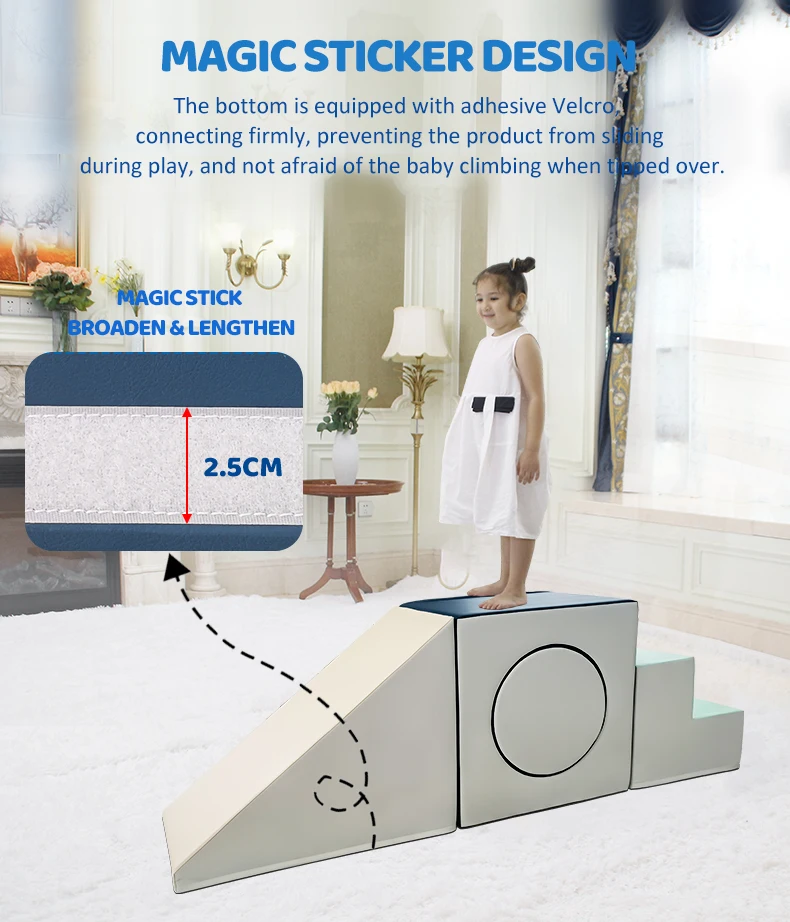 Sturdy PU Leather Step and Slide Climber High Density Soft Foam Modular ...