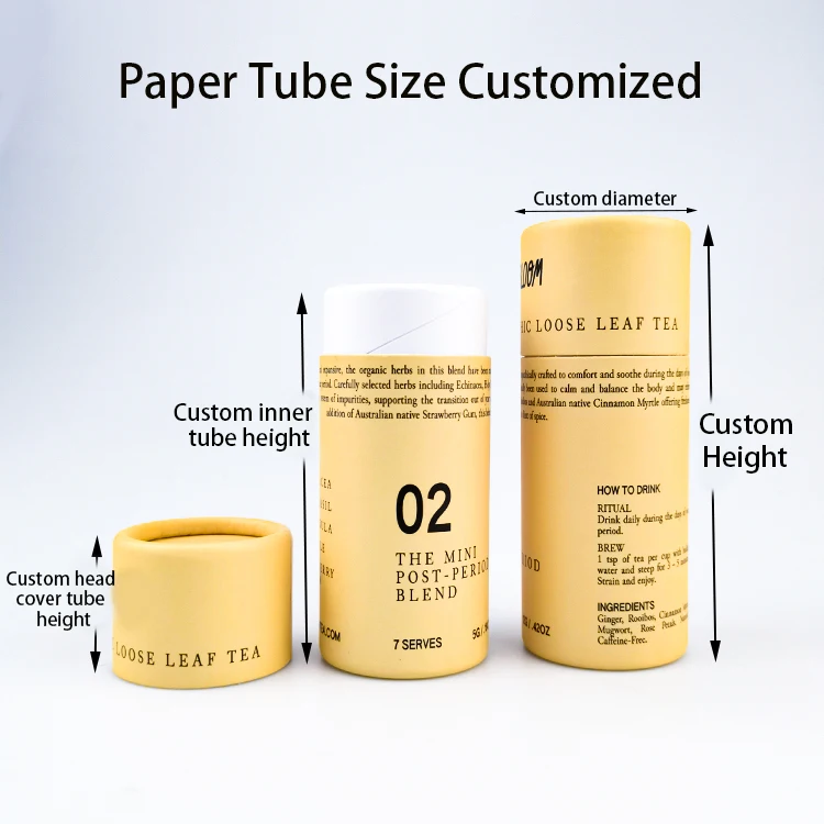 Custom Recycled Circle Cardboard Paper Tubes Kraft Gift Tube Packaging ...