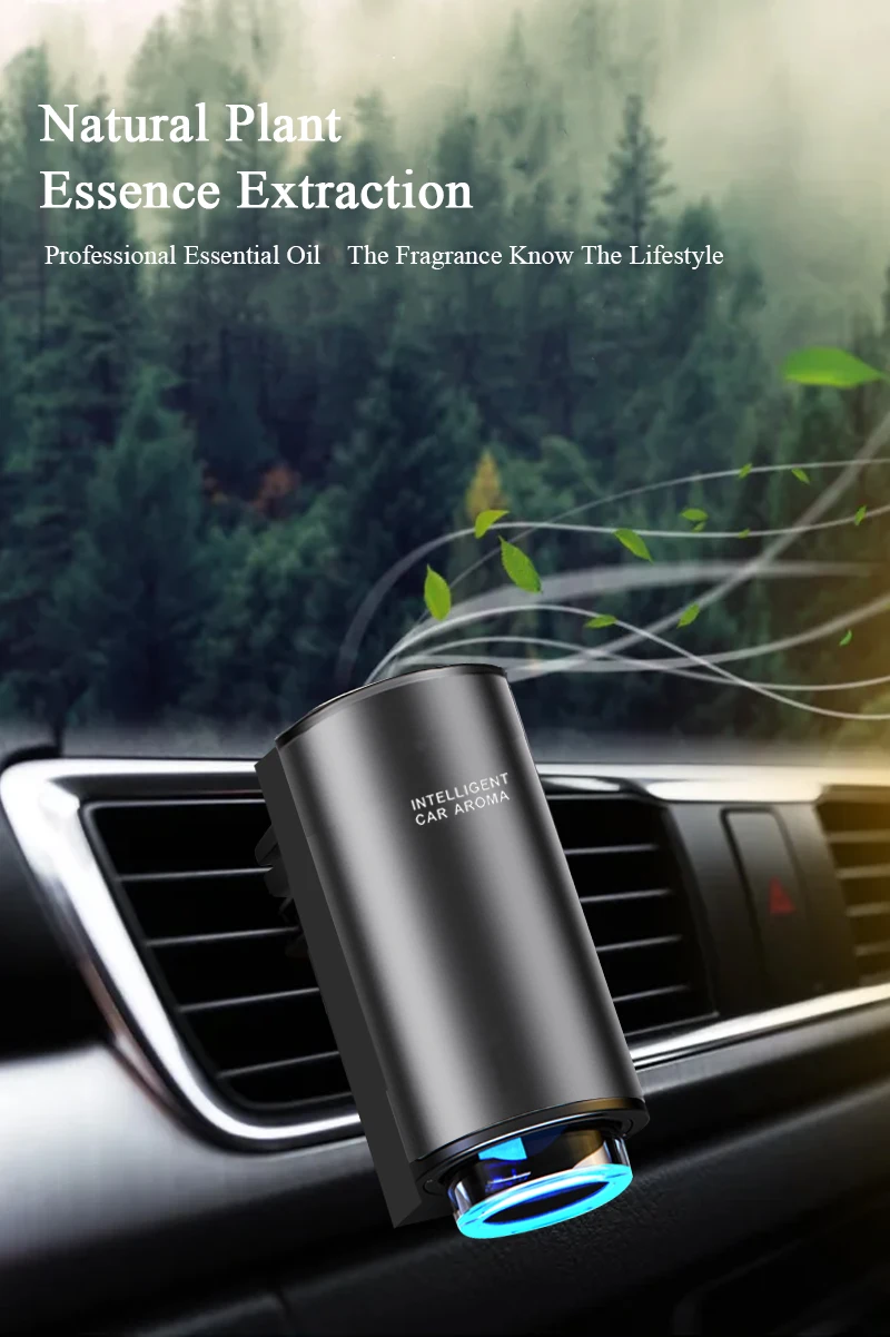 Luxury Rechargeable Car Aroma Diffuser with LED Light Waterless Metal ...