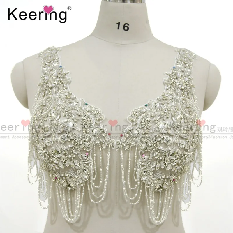 Newest Design Stone Wedding Dress Rhinestone Applique Panel WDP-321