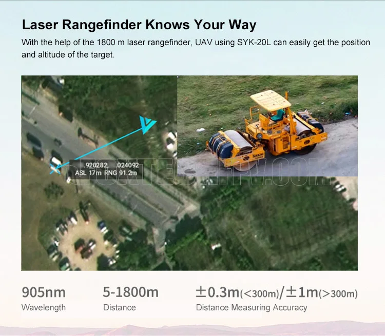 Foxtech Syk-20l 4k 20x Optical Zoom 1800m Rangefinder Aerial Security ...